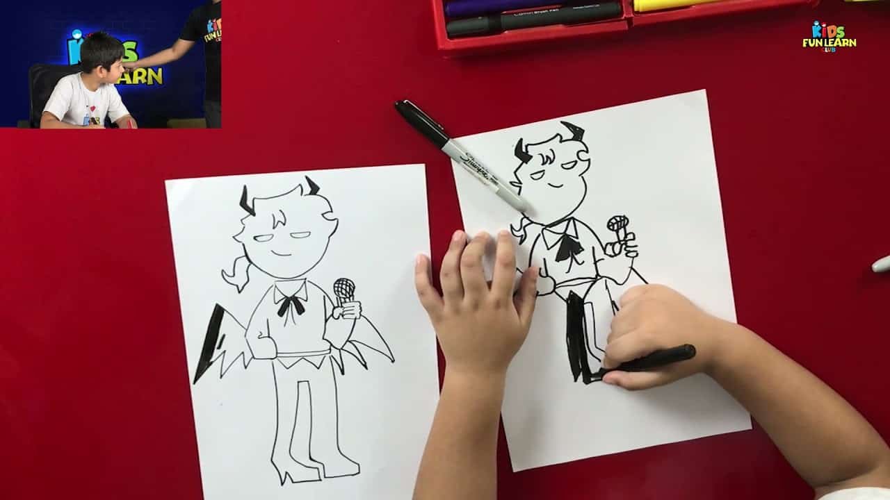 How to Draw easy Friday Night Funkin'1 step by step for Kids