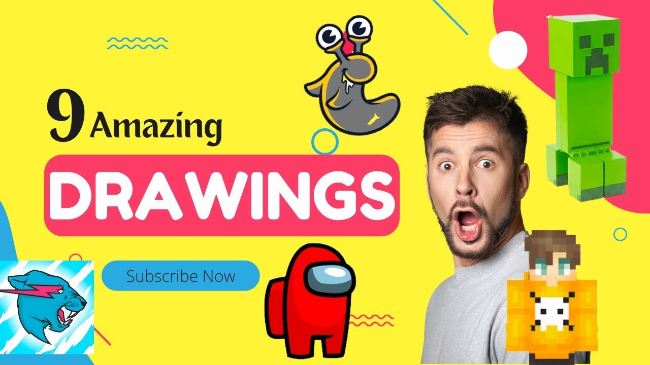 9 Amazing Drawings of Roblox, Slogoman, Among Us, Zombie for kids step ...